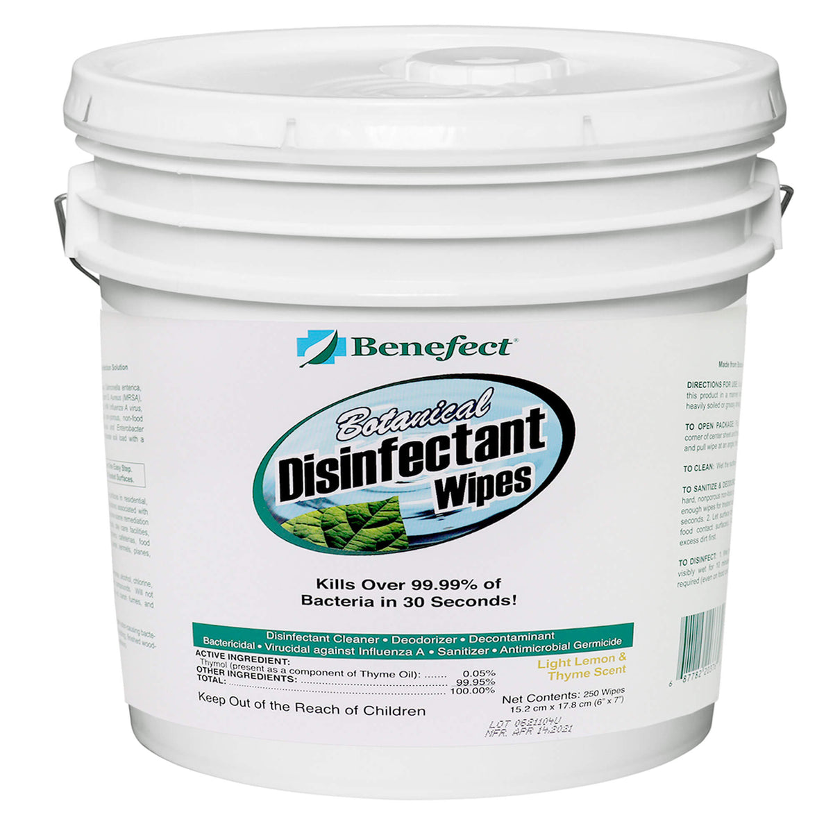 Benefect Disinfectant Wipes – 250 Wipes Pail Canada