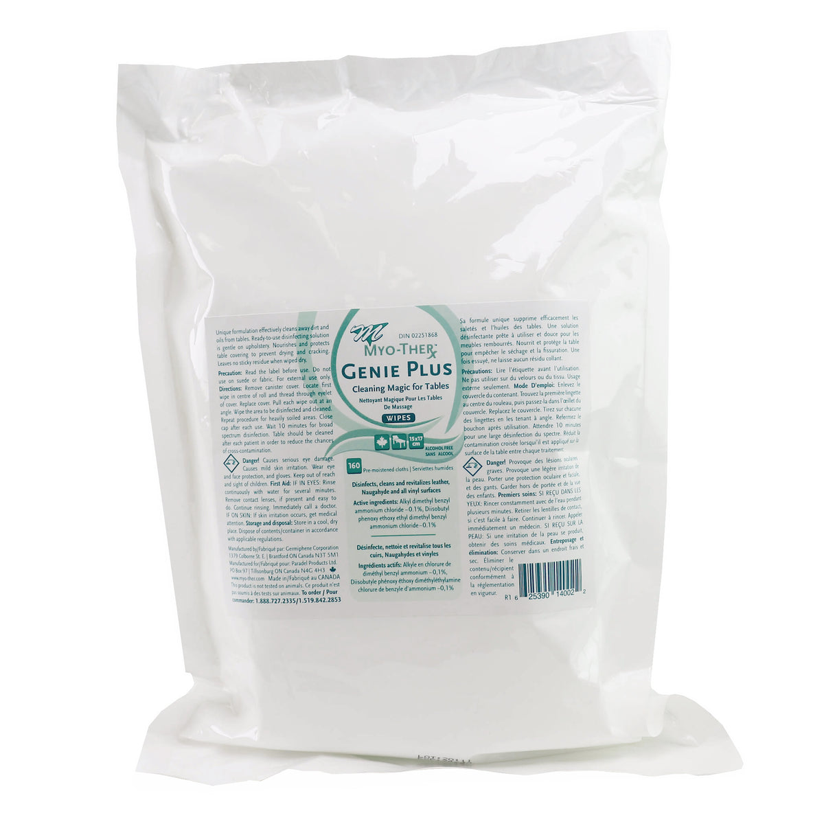 Myo-Ther Genie Plus Wipes Refills Pouch -160 Wipes Canister by Myother