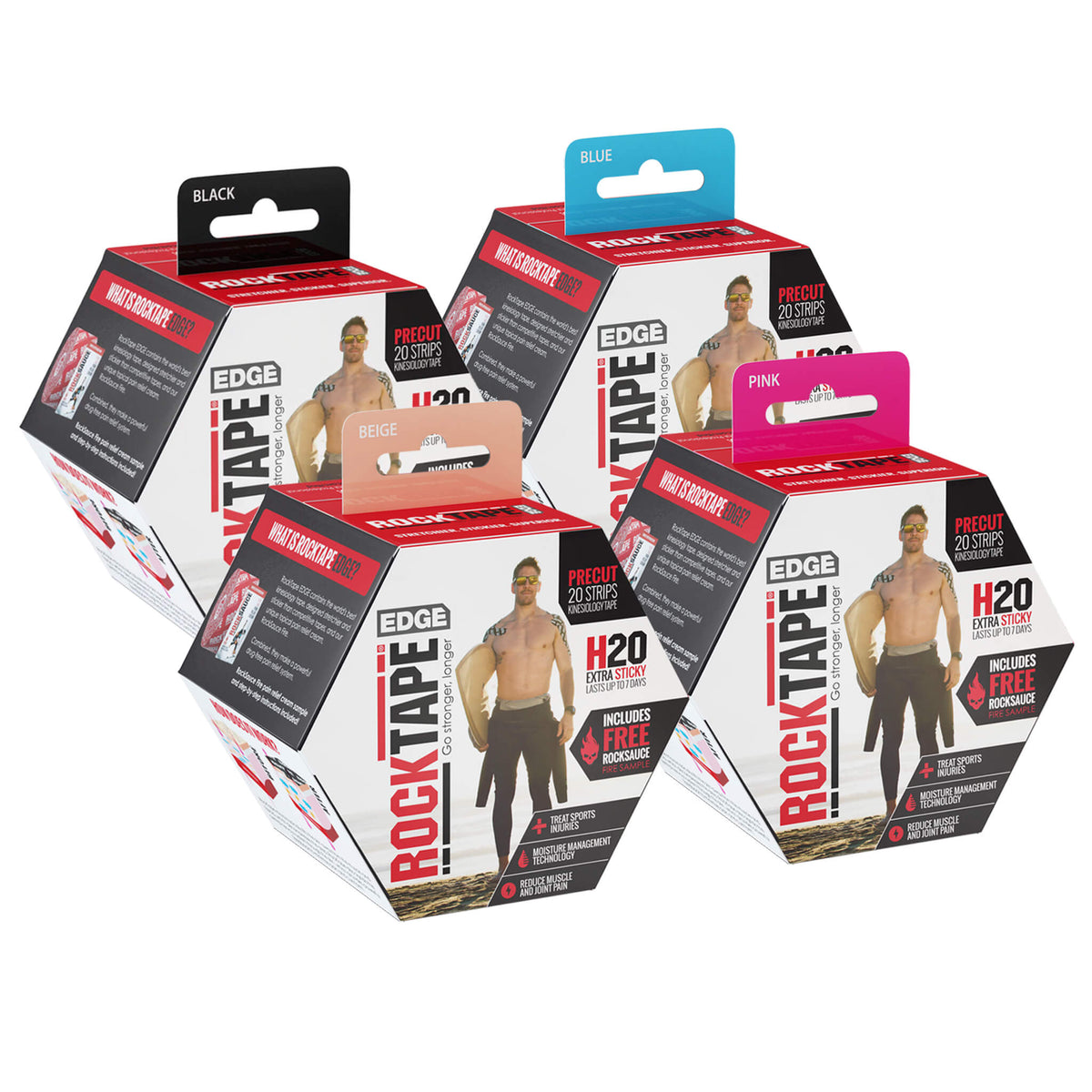 ROCKTAPE Edge H2O Pre-Cut Strips for Muscle and Joint Pain